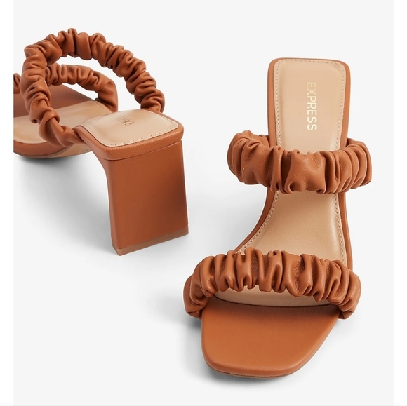 Express | Shoes | Ruched Double Band Heeled Sandals | Poshmark